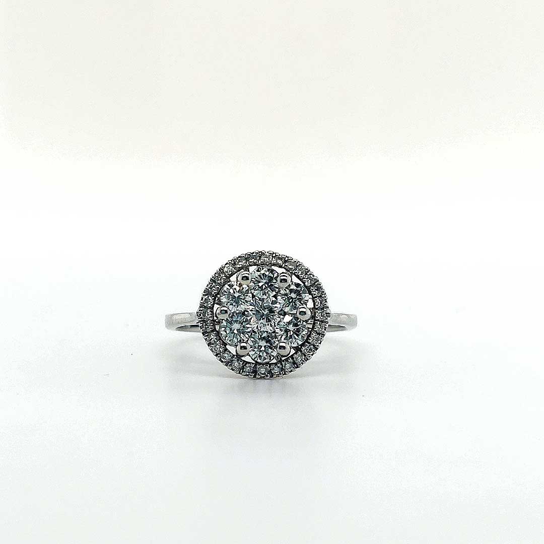 18ct White Gold Round Illusion Set With Halo - Custom & Co